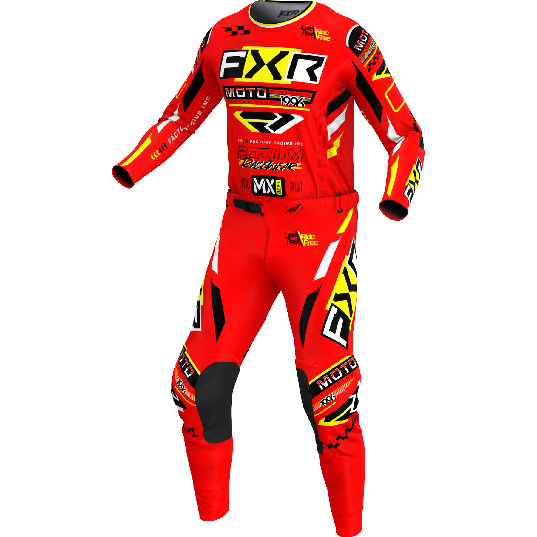 FXR Podium Gladiator 2025.5 MX Kit Combo Red/Black/Yellow
