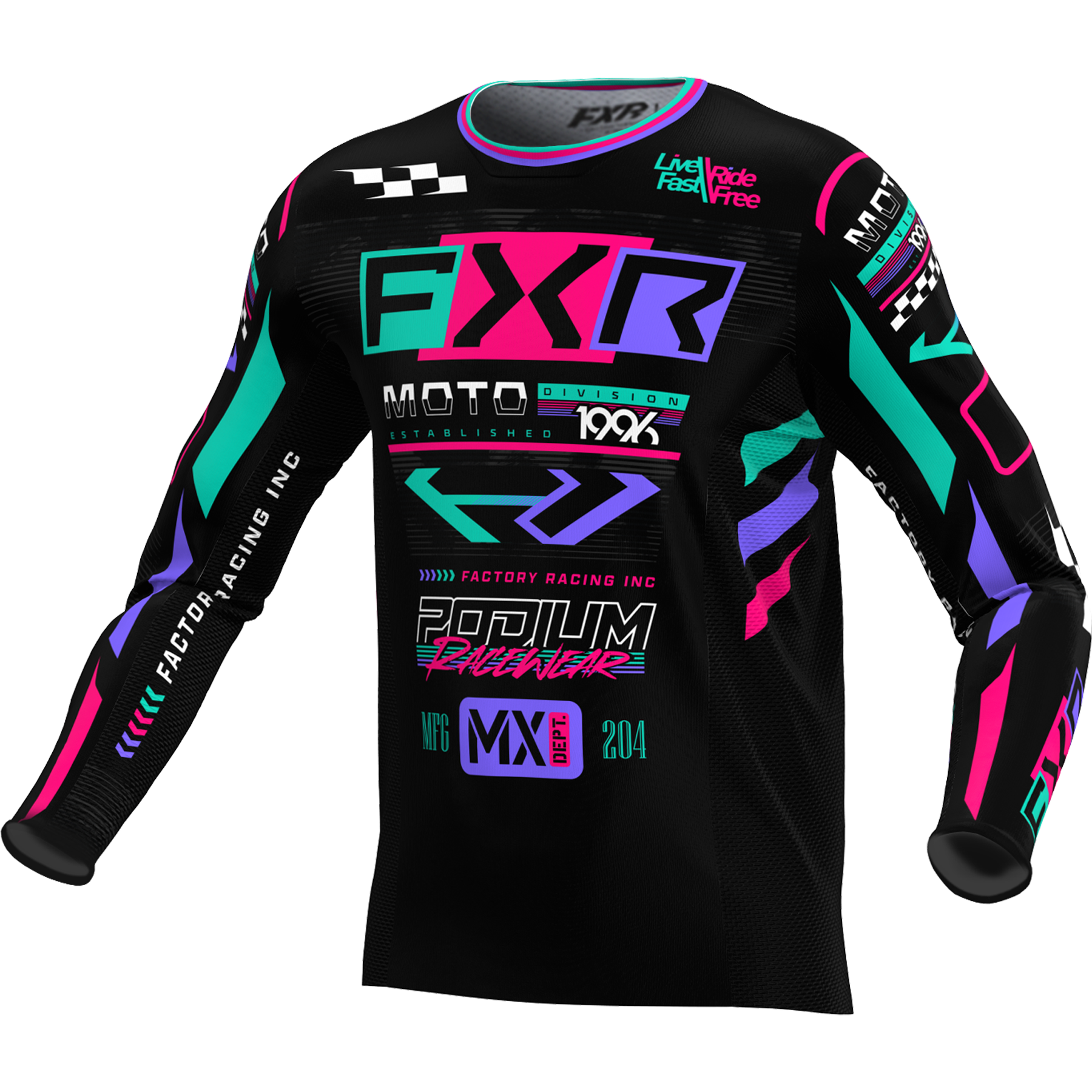 FXR Podium Gladiator MX Jersey 2025.5 Black/Coral/Mint