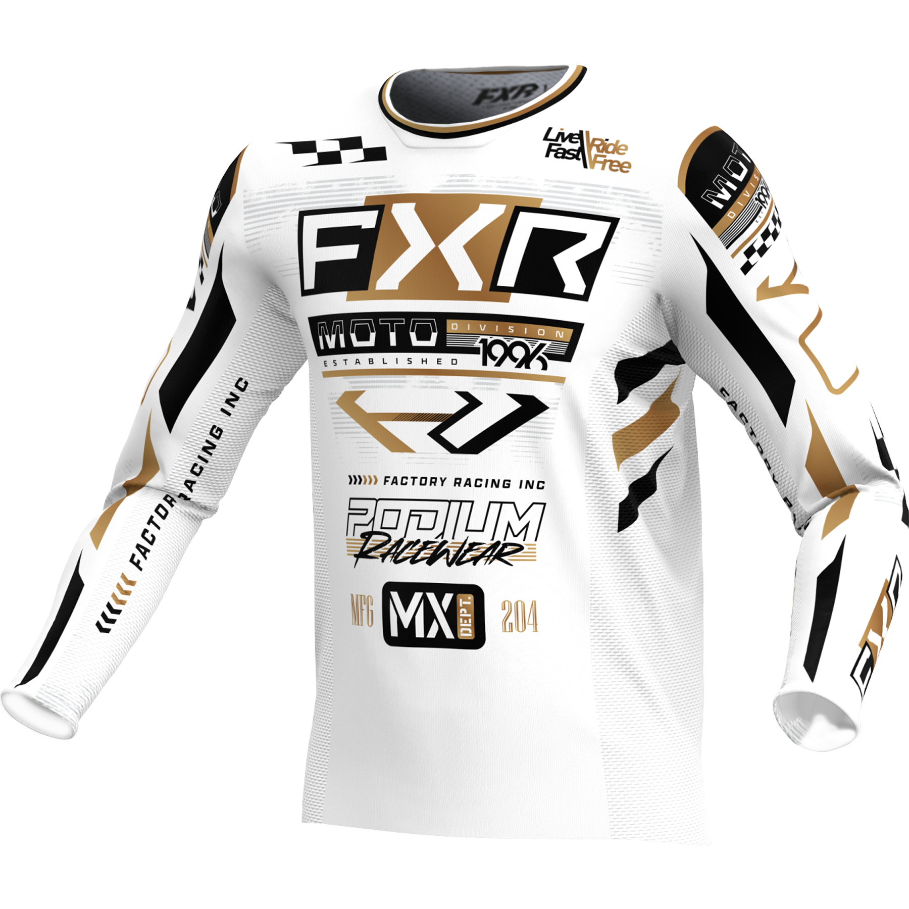 FXR Podium Gladiator MX Jersey 2025.5 White/Black/Gold