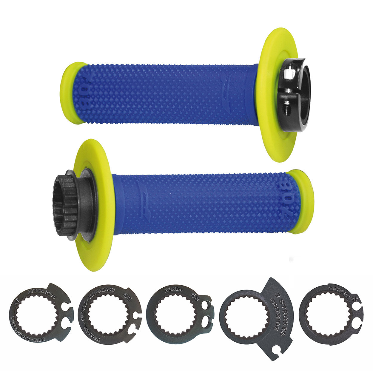 Pro Grip 708 Dual Density Full Diamond Lock On MX Grips Flo Yellow/Blu